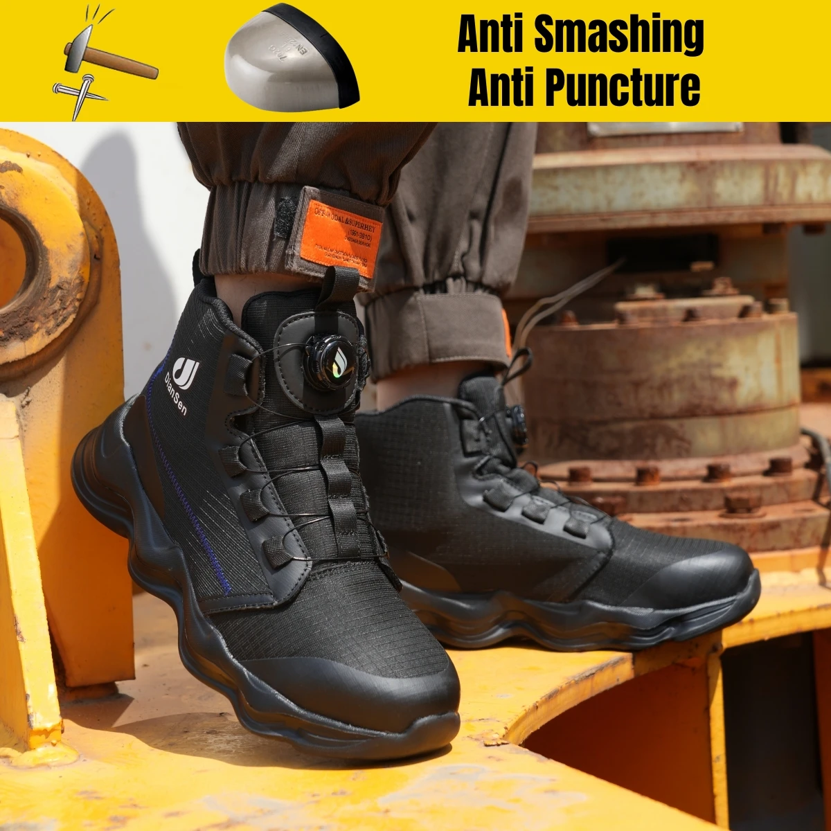 New-Rotary-Buckle-Work-Protective-Shoes-Leather-Safety-Shoes-Puncture ...