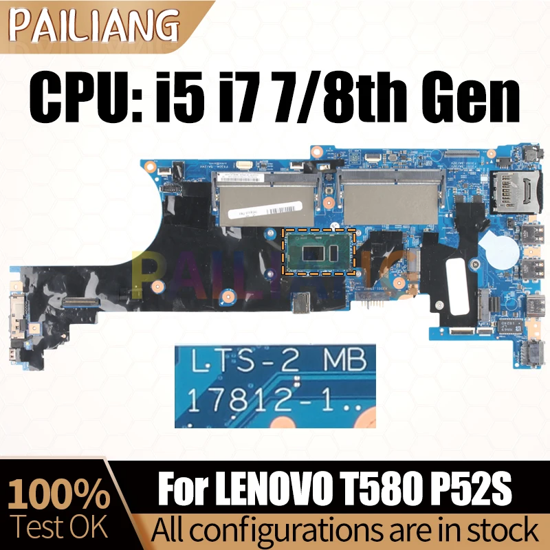 For-LENOVO-T580-P52S-Notebook-Mainboard-17812-1-i5-i7-7-8th-Gen-01YR296 ...