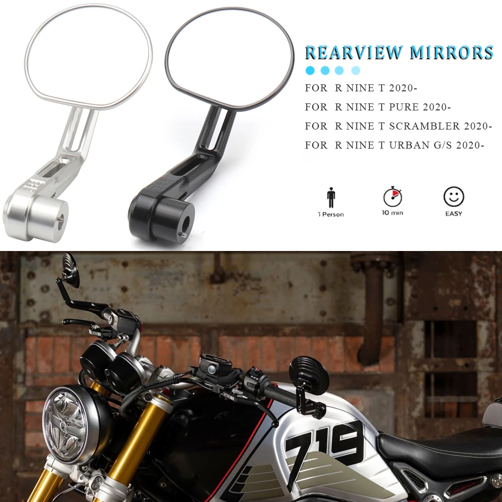 New-Motorcycle-Round-Handlebar-Bar-End-Rear-View-Mirrors-For-BMW-R9T ...