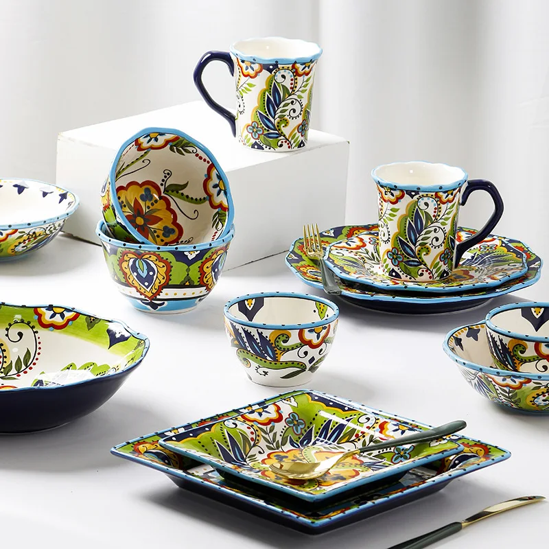 European-style-Creative-Hand-painted-Ceramic-Tableware-Irregular ...