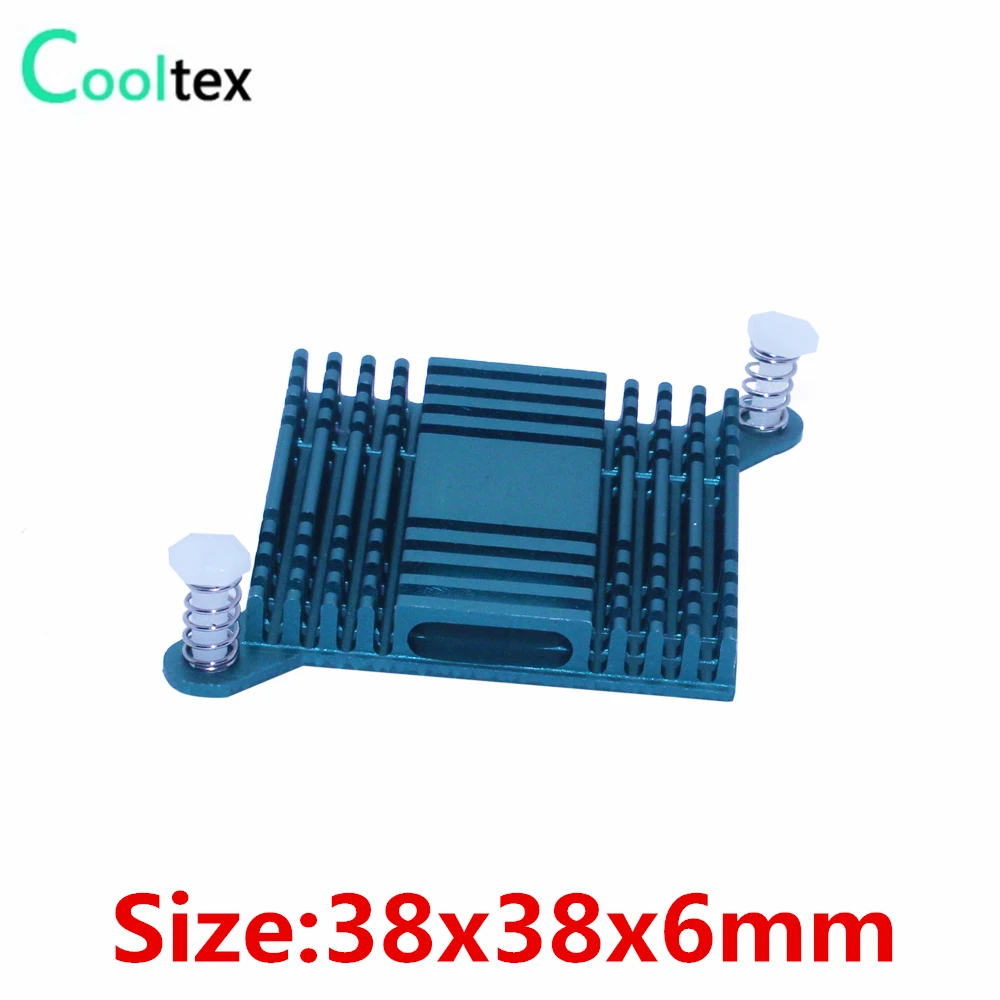 (4pcs/lot) 38x38x6mm Aluminum heatsink Green heat sink pitch:59mm for ...