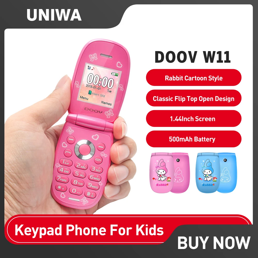 Uniwa Doov W11 2g Mini Flip Phone 1.44" Screen 500mah Gsm Quad Band ...