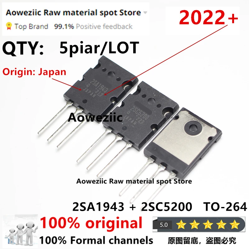 Aoweziic 2021+ 10 Pcs = 5pair 100% New Imported Original 2sa1943 2sc5200 A1943 C5200 To-264 High ...