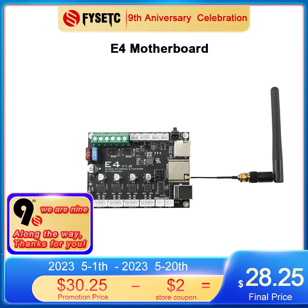 FYSETC E4 Board Minimal 3D เครื่องพิมพ์ขึ้นอยู่กับ ESP32ไมโครคอนโทรลเลอร์จาก ESPRESSIF Wi Fi และ ...