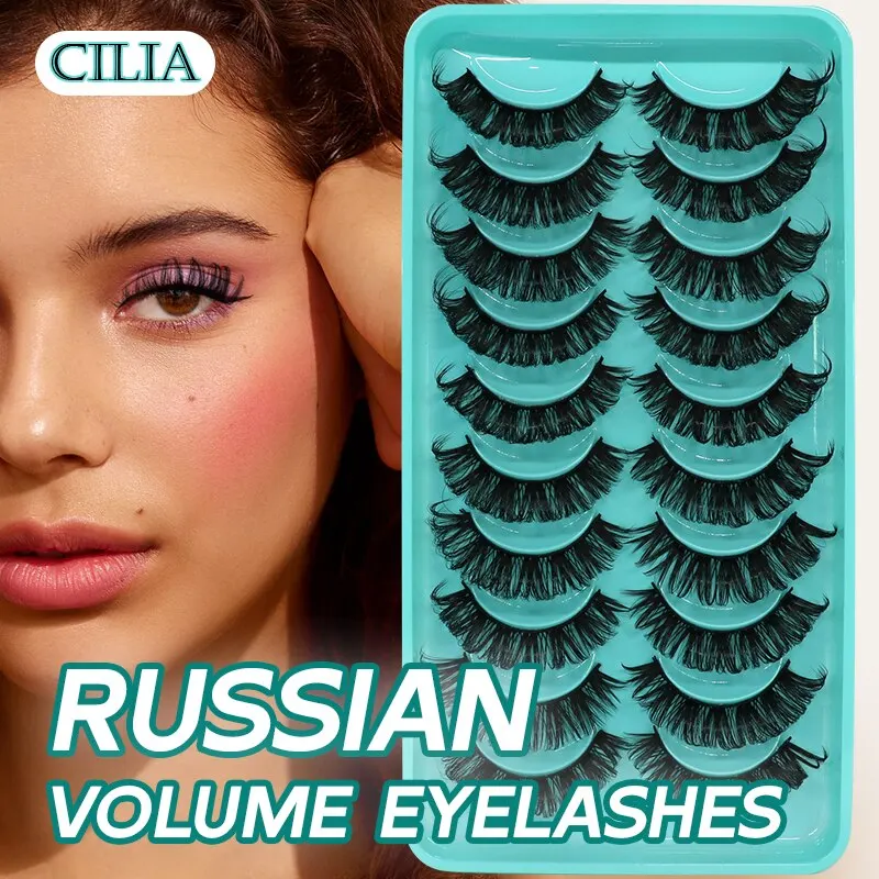 10-Pairs-3D-Russian-Volume-Eyelashes-Fluffly-Natural-Thick-Mink-False ...