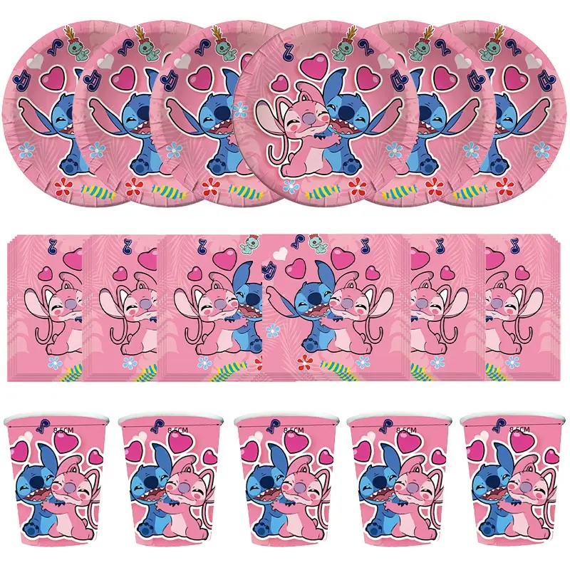Disney Pink Lilo And Stitch Birthday Party Decorations Kids Paper ...