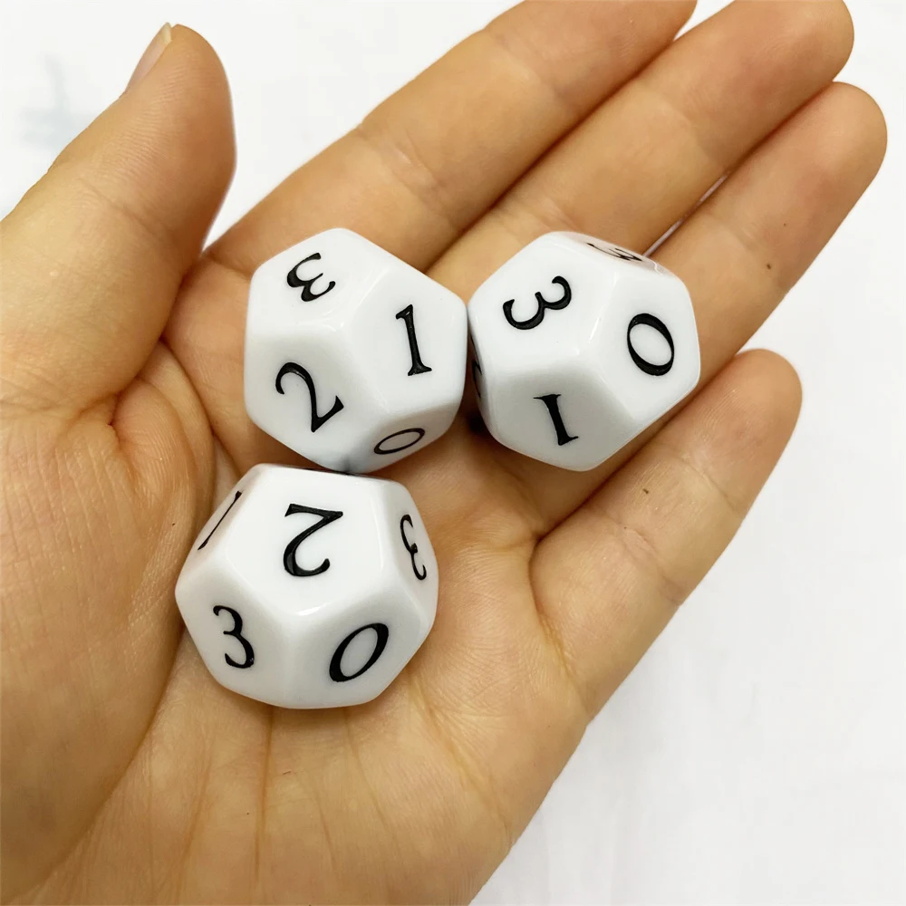 3 Pcs/set 12 Side Acrylic Digital Dice With Number 0123 Board Games ...