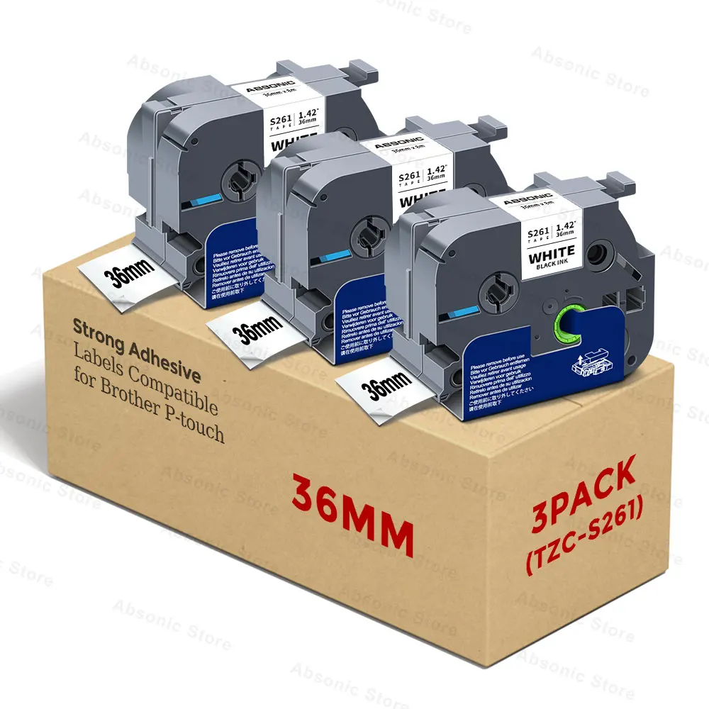 Absonic-3-pieces-TZe-Label-Tape-36mm-Strong-Adhesive-TZeS261-TZeS161 ...