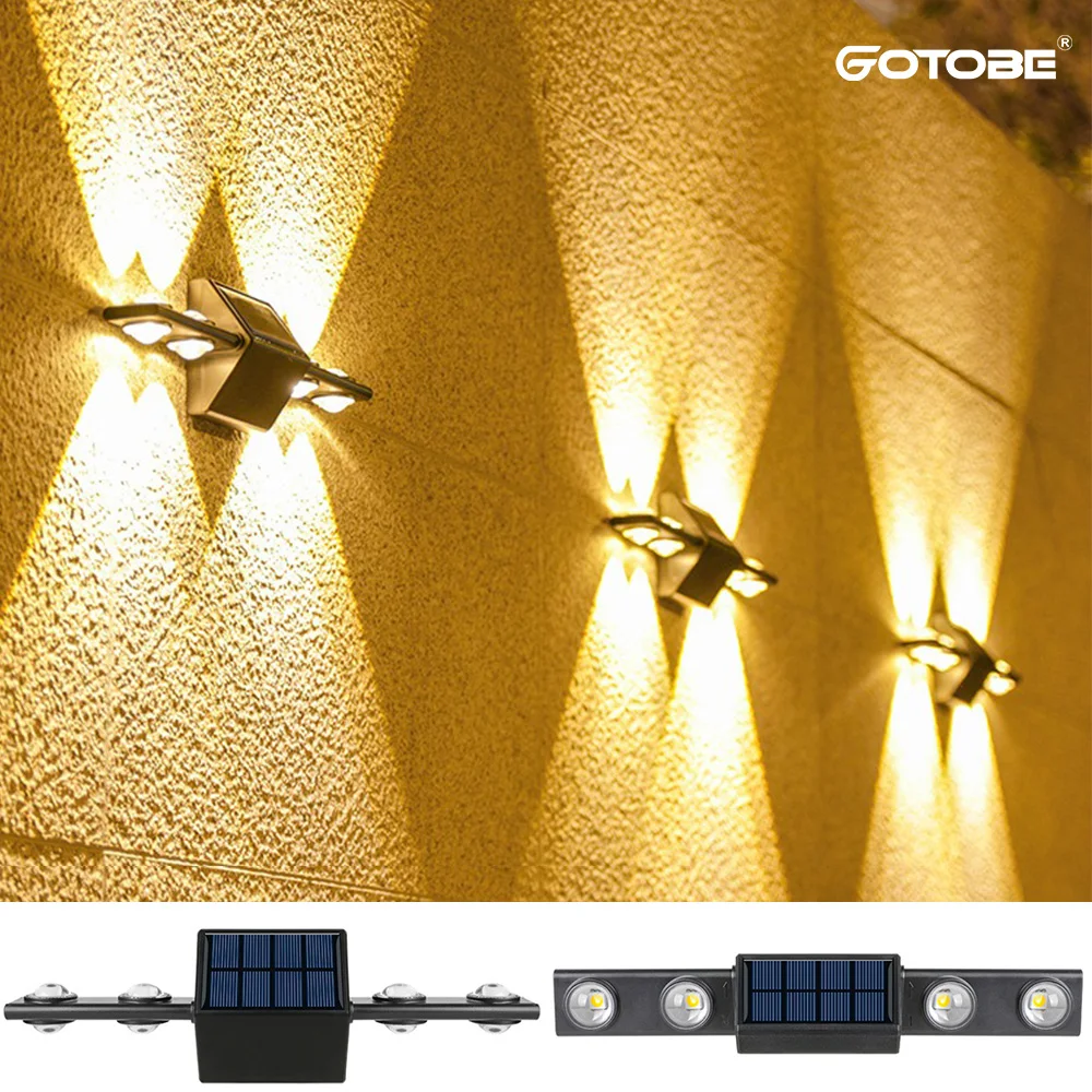 8-LED-Solar-Light-Outdoor-Wall-Lamp-Waterproof-Up-Down-Luminous-Stairs ...