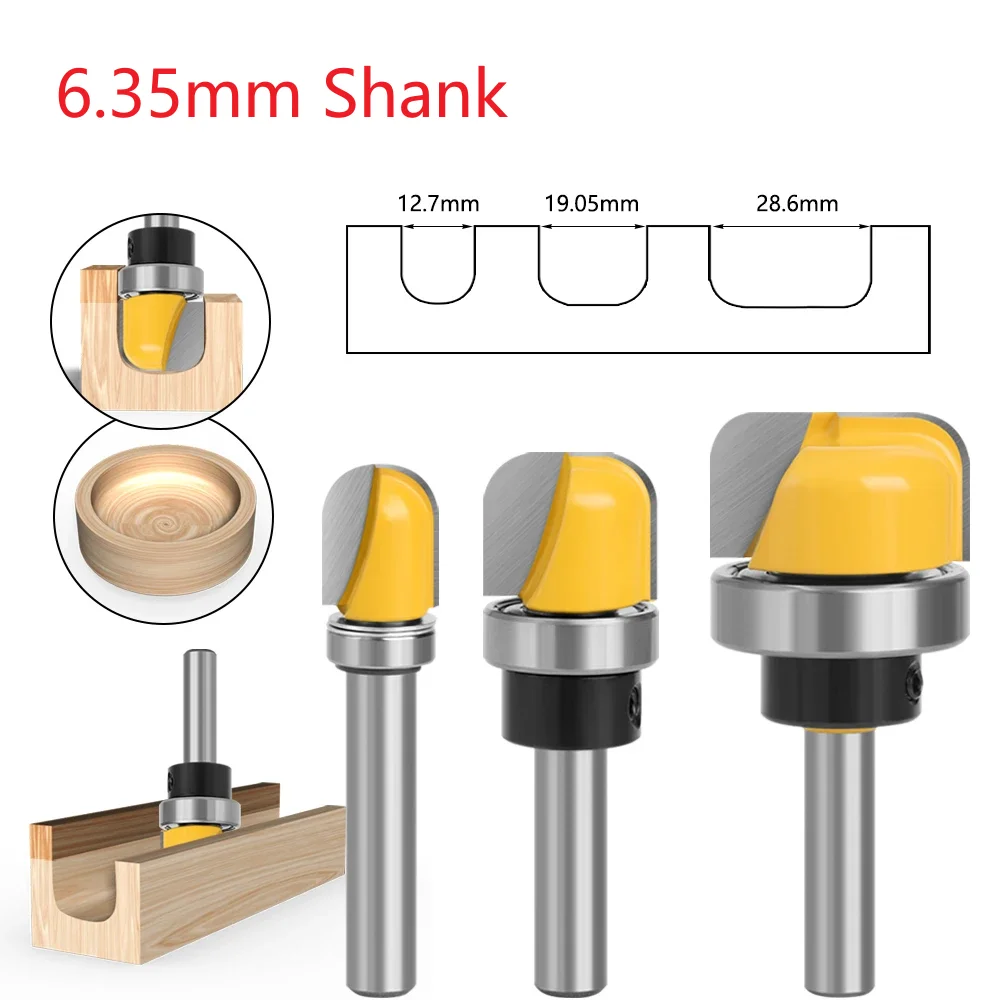 Woodworking Corner Rounding Router Bit 1/4 Set 3pcs 6.35mm Bowl Tray ...