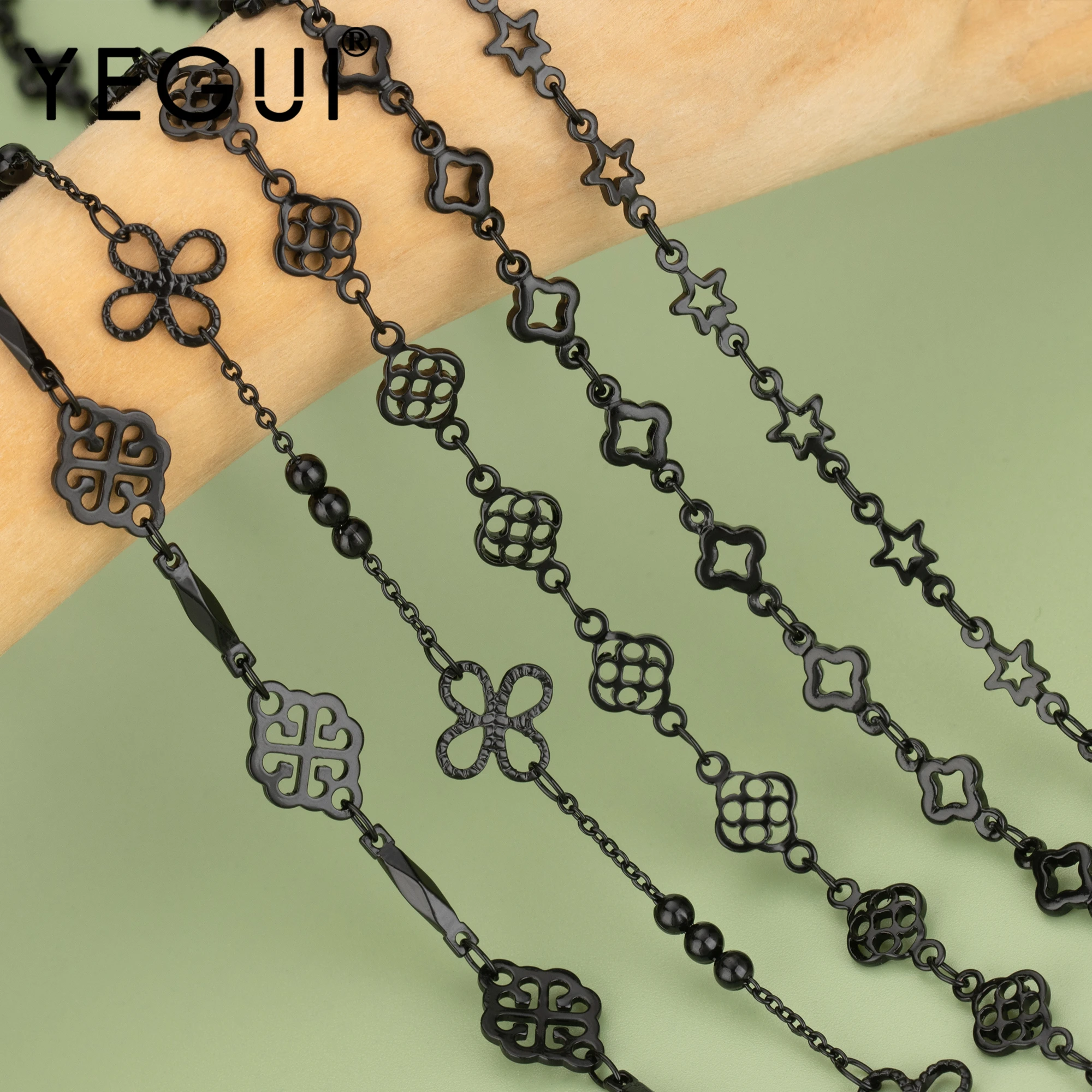 YEGUI C164H, 패션 여성 diy 체인, 구리, 보석 결과, 보석 만들기, diy 팔찌 목걸이, 블랙 체인, 1 메터/몫 ...