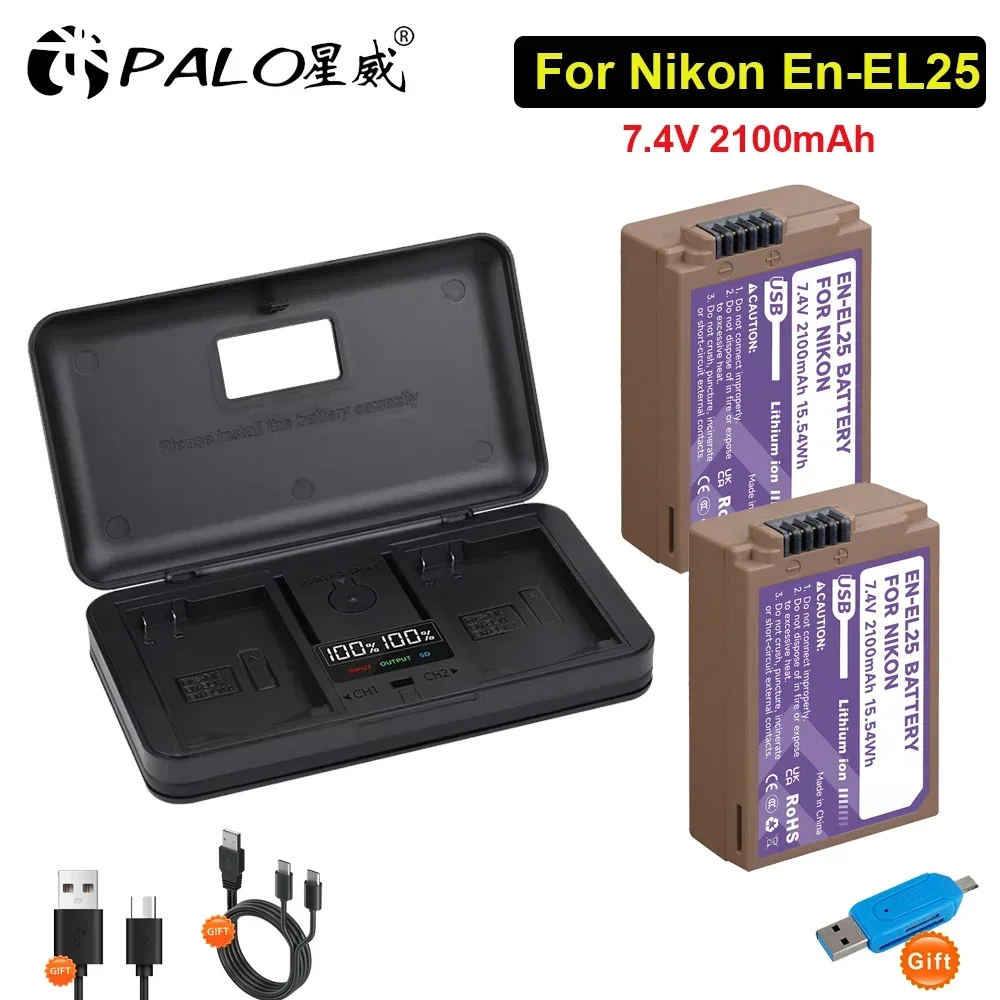 EN-EL25 Battery Pack with Type-C Charging Charger 7.4V 2100mAh EN EL25 ...