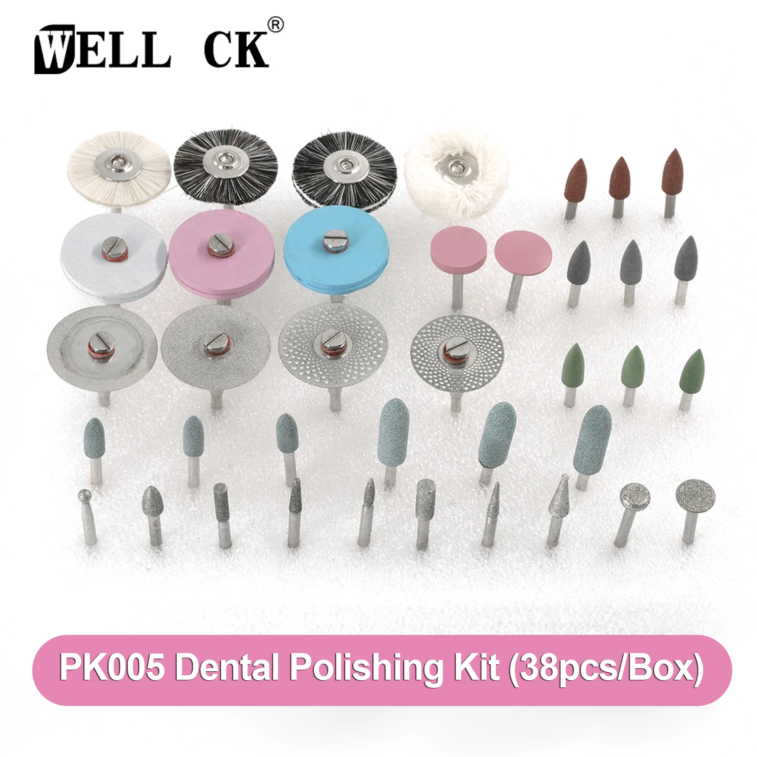 WELLCK PK005 1Box(Total 38Pcs/Box) Dental Lab Polishing Kit Ceramic ...