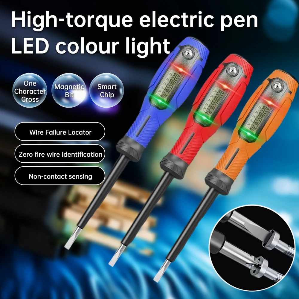 Non-Contact Screwdriver Voltage Tester Pen 12-220V LCD Display Screen ...