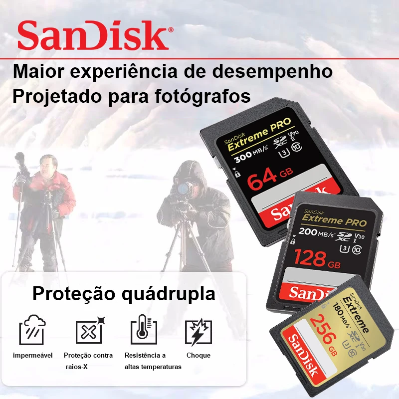 Sandisk Extreme pro sd cartão de memória flash 1tb 512gb 256gb 128gb 64gb 32g sdh sdxc UHS II ...