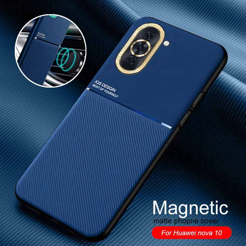 Car-Magnetic-Holder-Leather-Phone-Cover-For-Huawei-nova-10-Pro ...