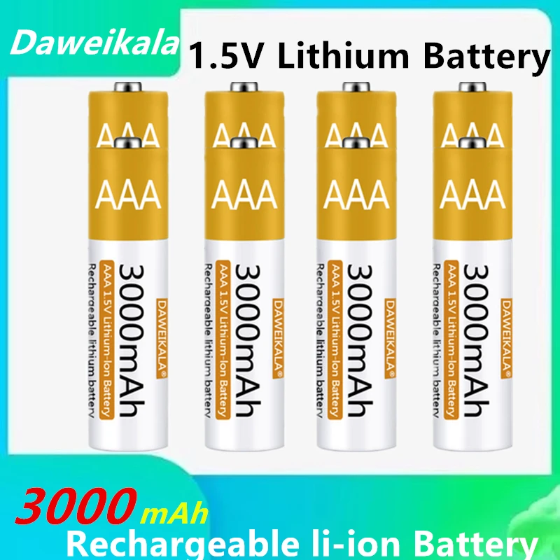 Aaa Battery 1.5v Li-ion Aa Rechargeable Battery 3000mah Aa Lithium-ion ...