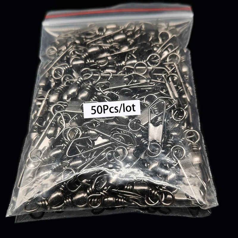 50pcs-A-Type-Fishing-Goods-Swivel-Fishing-Connector-Pin-Bearing-Rolling ...