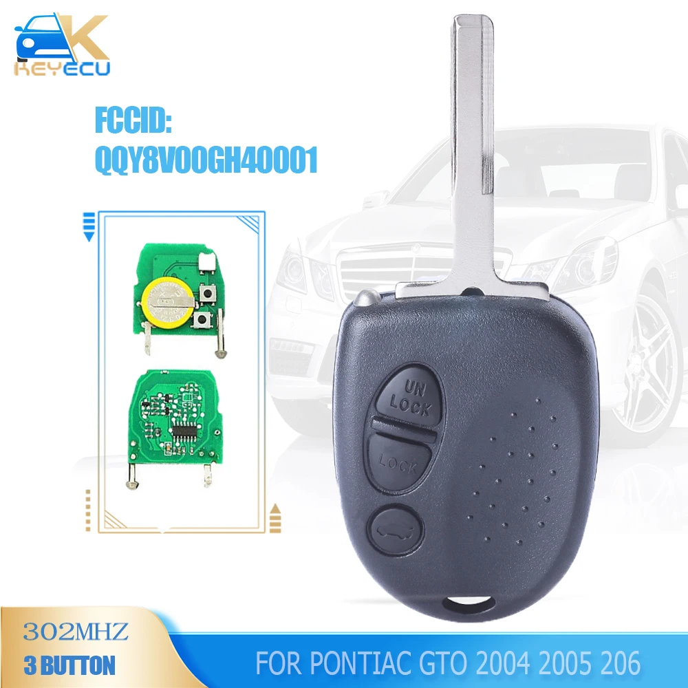 KEYECU QQY8V00GH40001 Remote Key Fob 3 Button 304MHz for Pontiac GTO ...