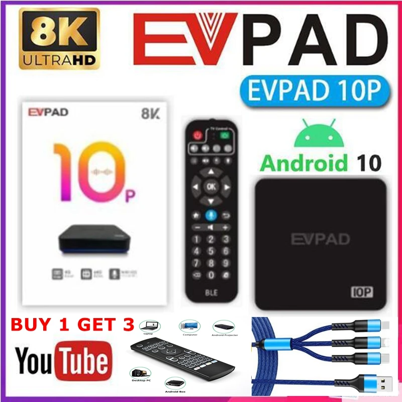 New Arrival EVPAD 10P flagship TV Box 4GB64GB AI Voice Remote WiFi6 hot for Korea Japan SG US CA ...