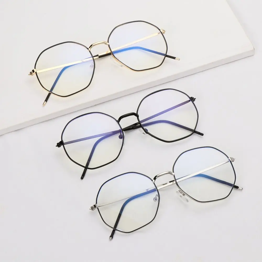 Fashion-Metal-Anti-Blue-Light-Glasses-Women-Men-Vintage-Polygon-Frame ...