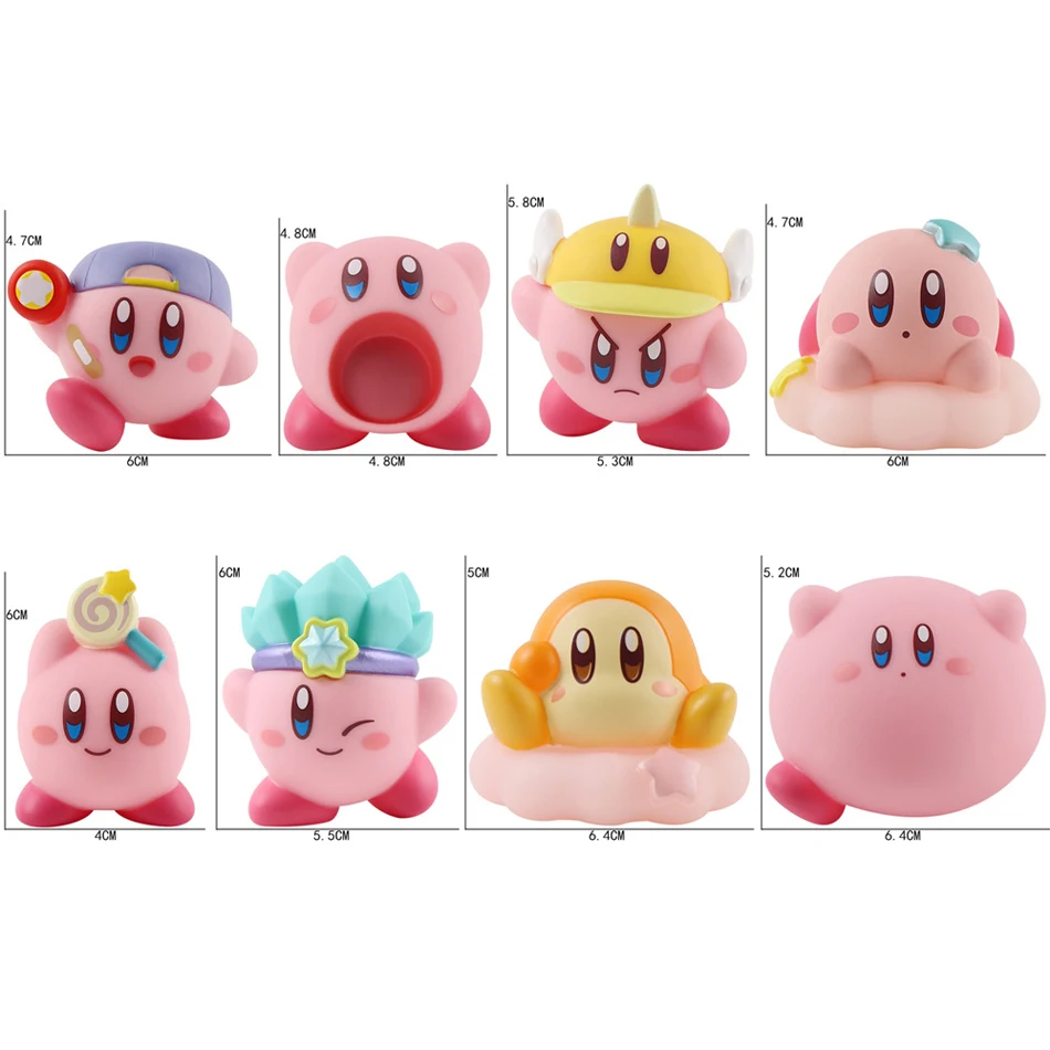 8pcs-Anime-Games-Kirby-Action-Figures-Toys-Pink-Cartoon-Kawaii-Kirby ...