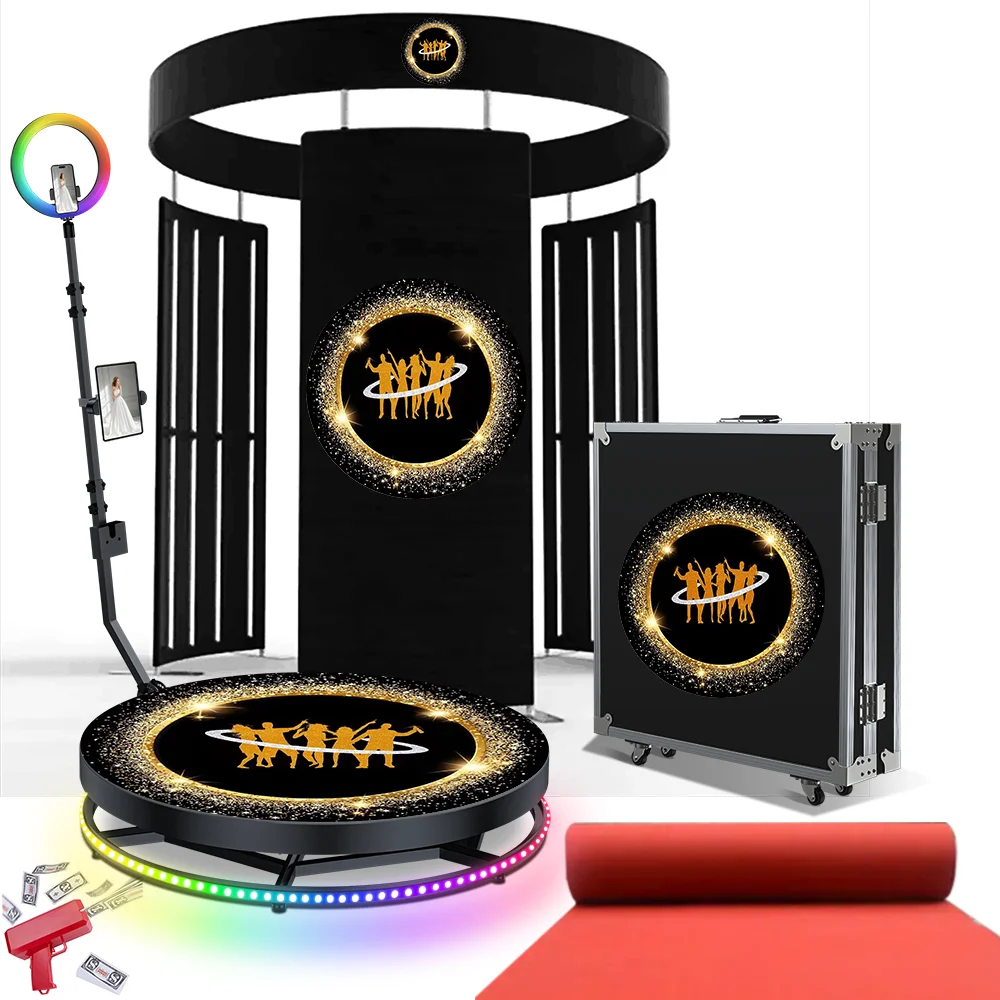80-100-115cm-Auto-360-Photo-Booth-Machine-with-8ft-10ft-Backdrop-with ...