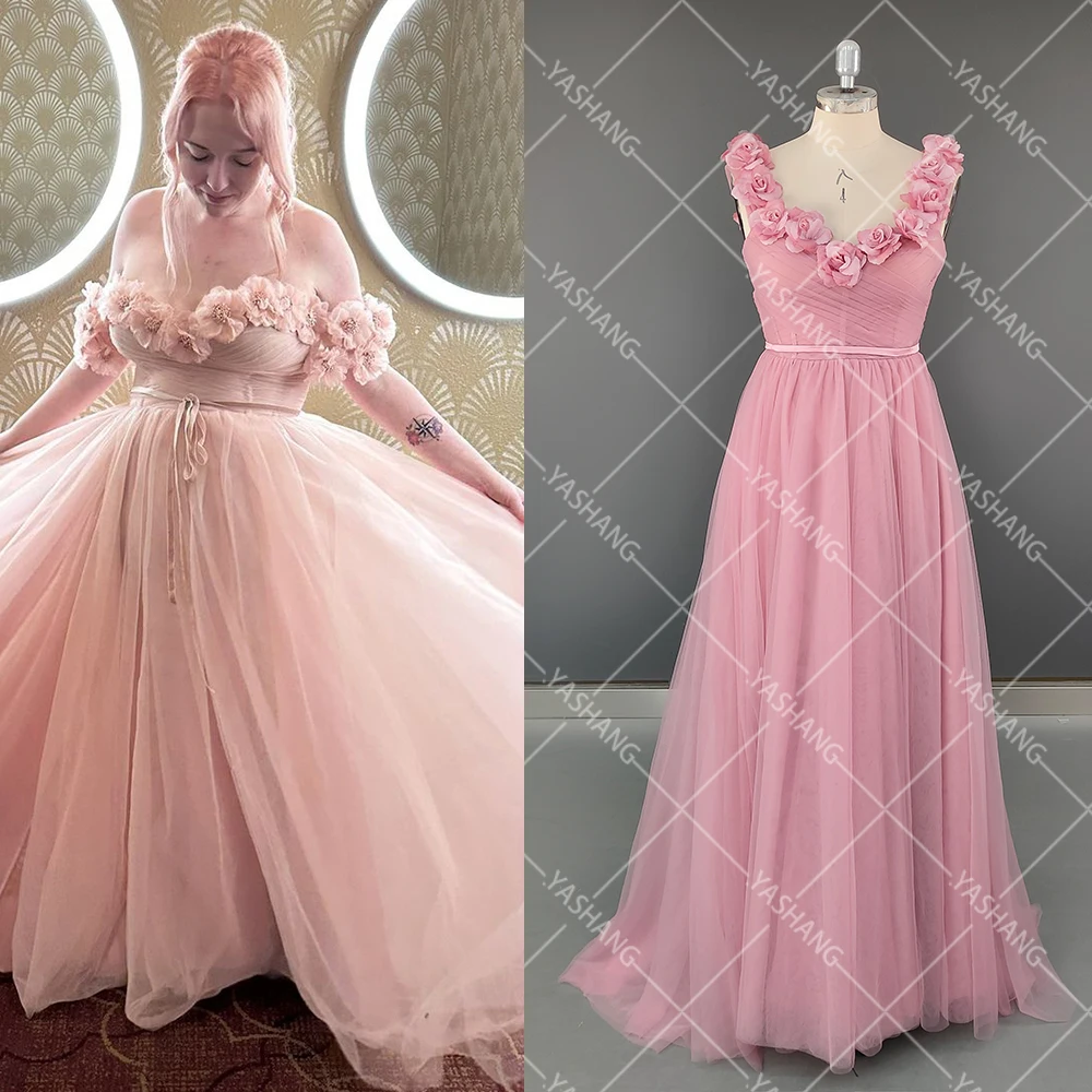 Off-Shoulder-3D-Primrose-Floral-Prom-Gowns-A-Line-Feminine-Soft-Tulle ...