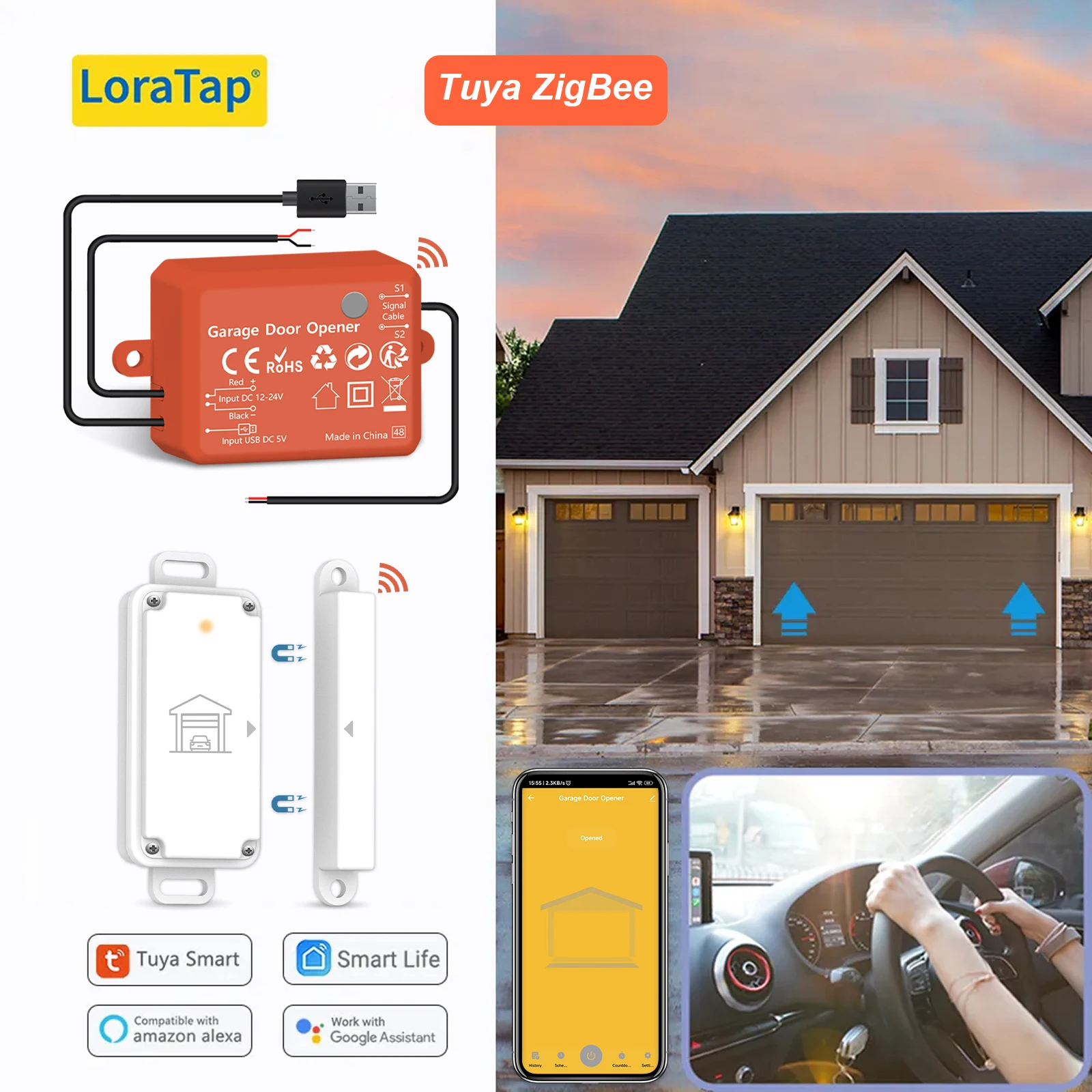 Tuya-ZigBee-3-0-Garage-Door-Wireless-Sensor-Opener-Controller-Switch ...