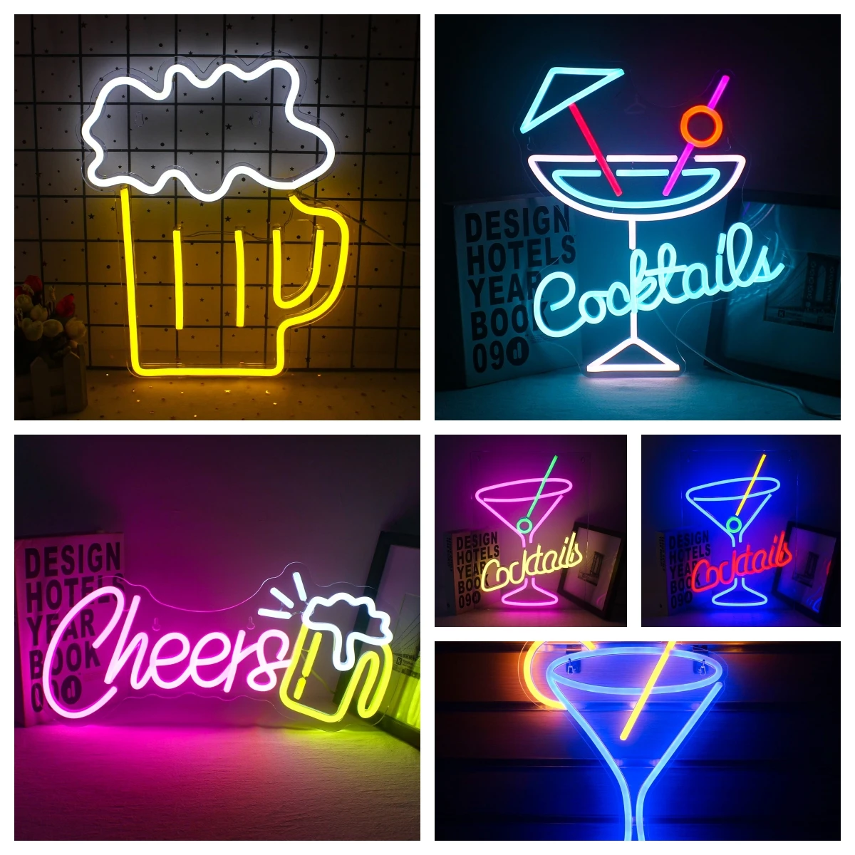 Cocktails-Neon-Sign-Pink-LED-Sign-Cocktail-Glass-Shaped-Neon-Lights ...