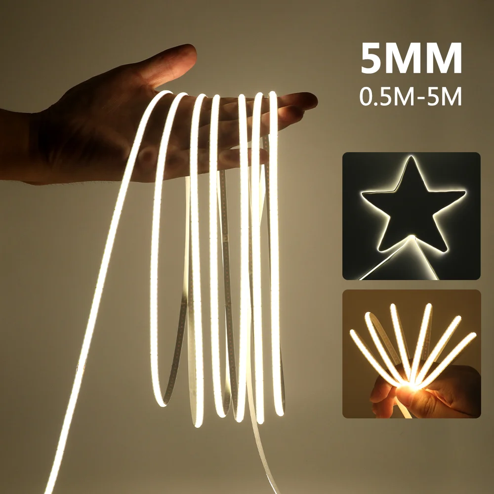 Super Thin 5mm COB Led Lights 320LEDs/m Soft Flexible FOB Led Strip ...