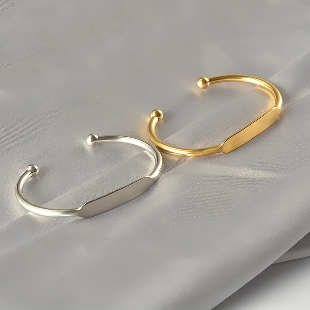 Unisex Simple C Shape Bangle Stainless Steel Opening Bracelet Can be ...