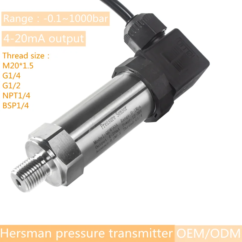 4-20mA-Pressure-Sensor-Transmitter-12-36V-Supply-16bar-6Mpa-150psi ...