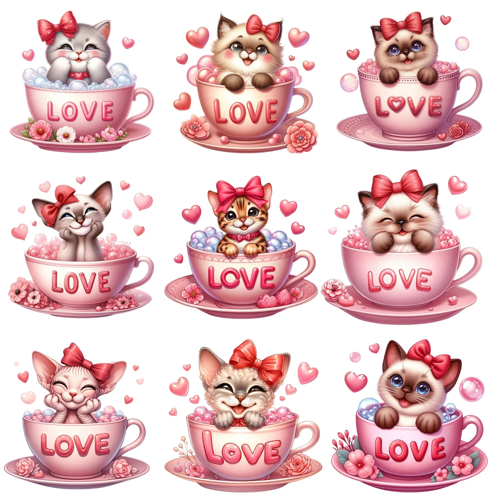 15cm Kids Cup Cat Pet Iron On Heat Transfer Stickers For Clothes DTF ...