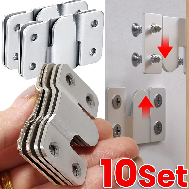 2/20Pcs Stainless Steel Picture Frame Hooks Flush Mount Hanging Buckle ...