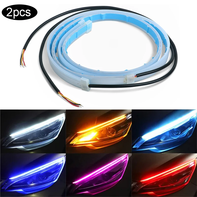 2pcs-LED-DRL-Car-Daytime-Running-Light-Flexible-Waterproof-Strip-Auto ...