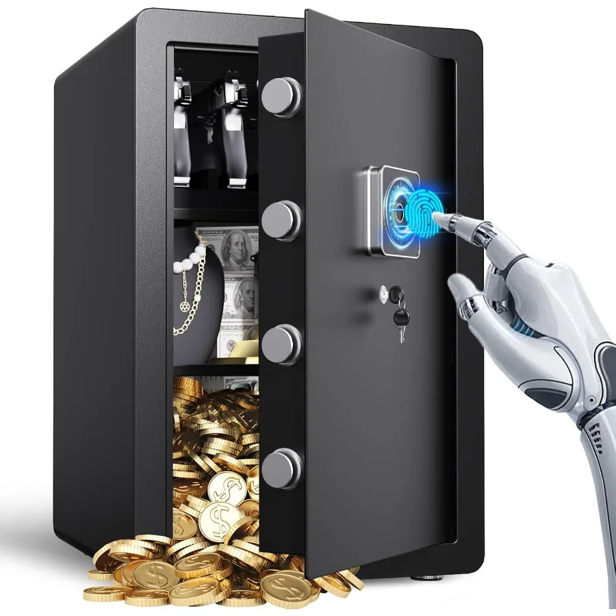 Safe Box Fireproof Waterproof Home Safe with Fingerprint Lock Biometric ...