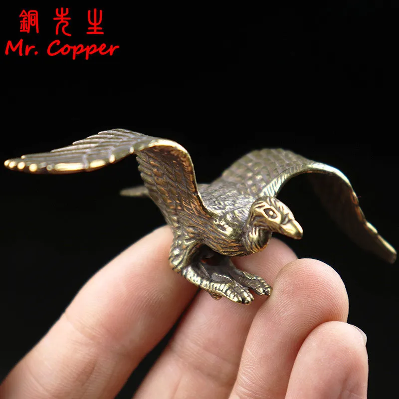 Antique Copper Flying Eagle Small Statue Animal Sculpture Retro Brass ...