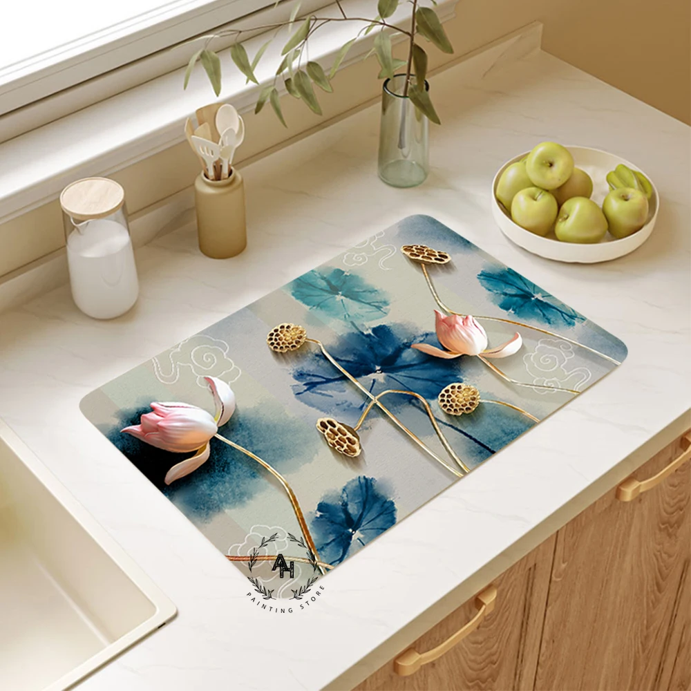 New-Drain-Pad-Rubber-Dish-Drying-Mat-Super-Absorbent-Draining-Mat ...