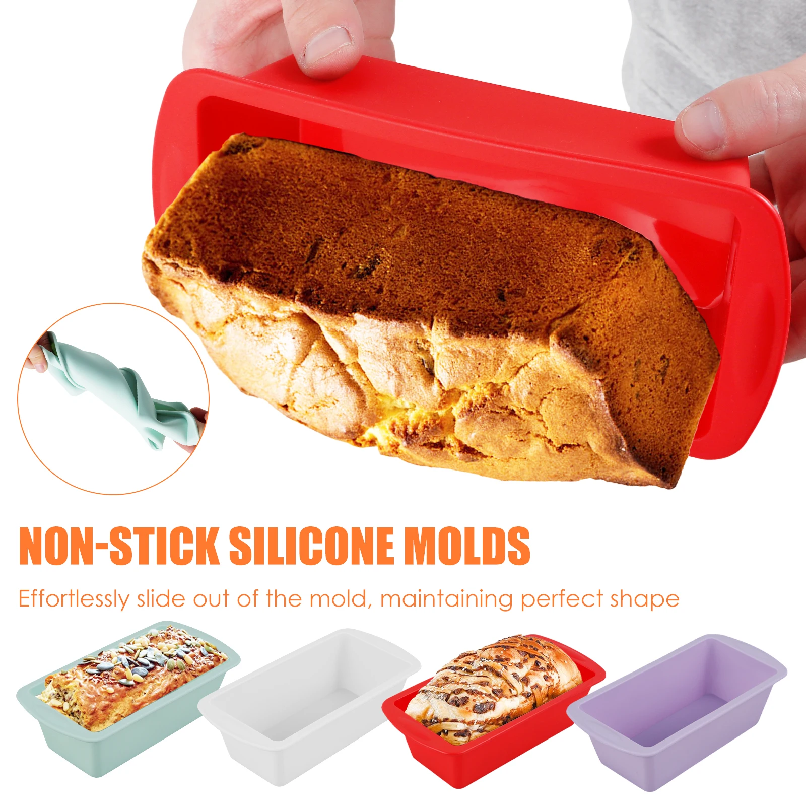 4Pcs-Silicone-Bread-Loaf-Pan-Non-Stick-Loaf-Baking-Mold-Heat-Resistant ...