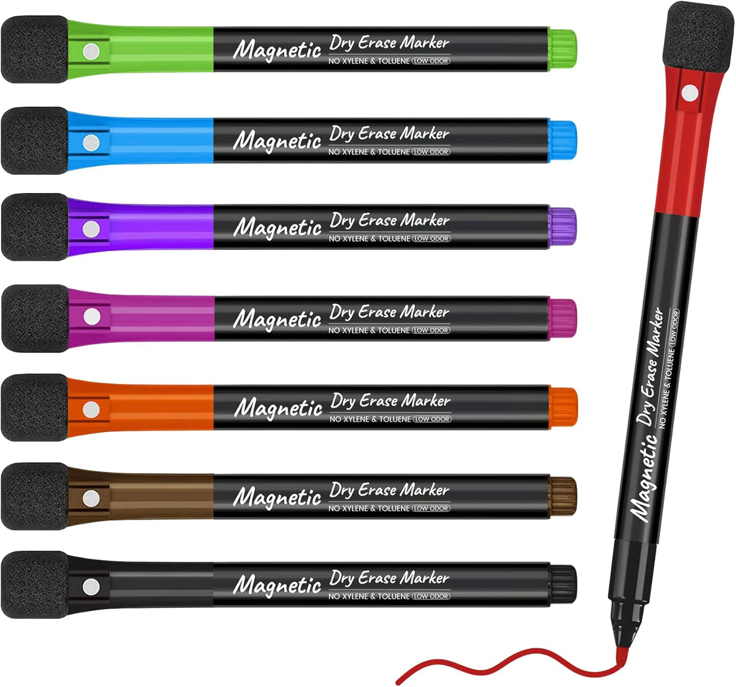 Magnetic Dry Erase Whiteboard Markers 8 Count Colorful Fine Tip Thin ...