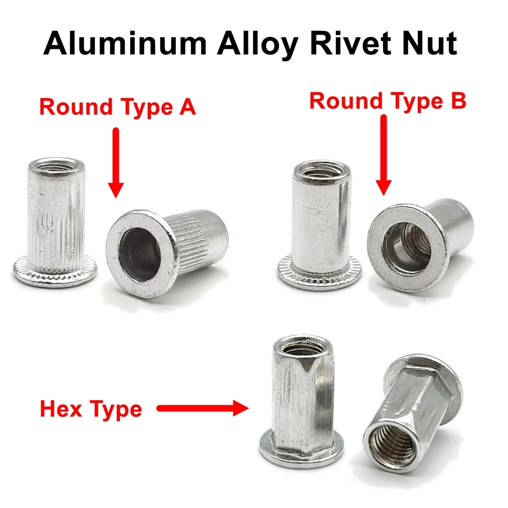 Aluminum Alloy Rivet Nut M3 M4 M5 M6 M8 M10 M12 Round Hex Rivnut Metric ...