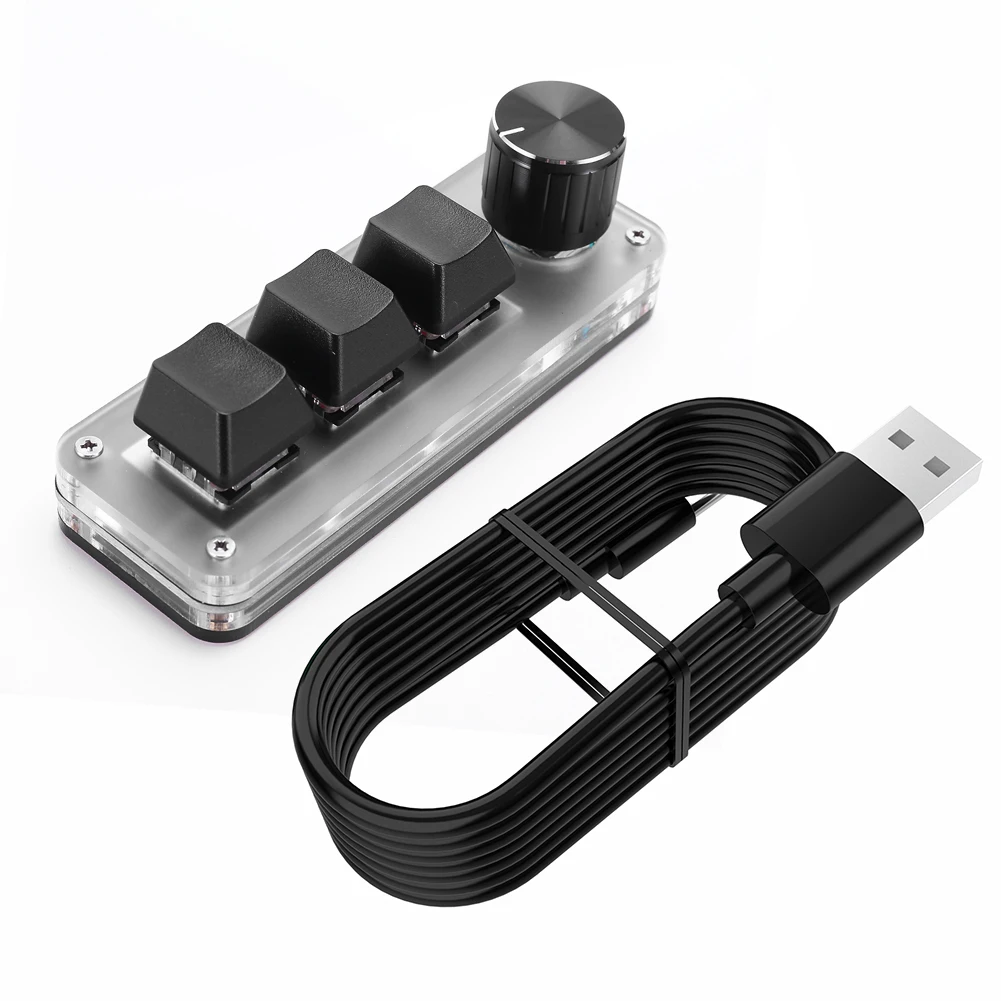 3 Key + 1 Knob / 4 Keys RGB Macro Custom Keyboard Programmable ...