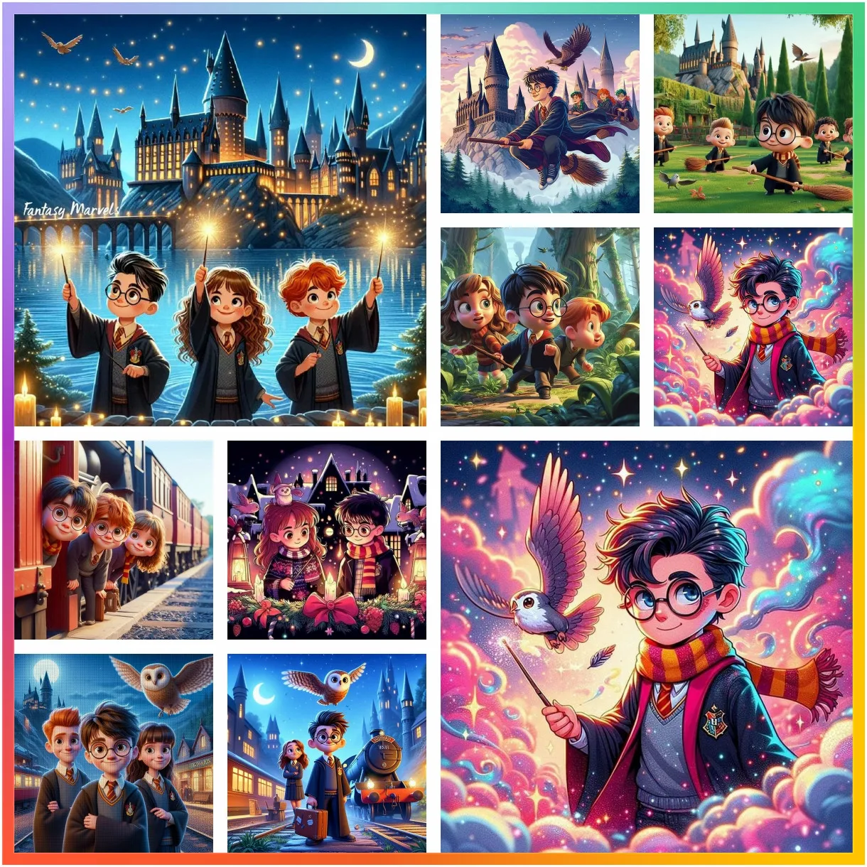 Harry Potter Magic School Hogwarts Diamond Painting Cross Stitch Set 5D DIY Art Mosaic ...