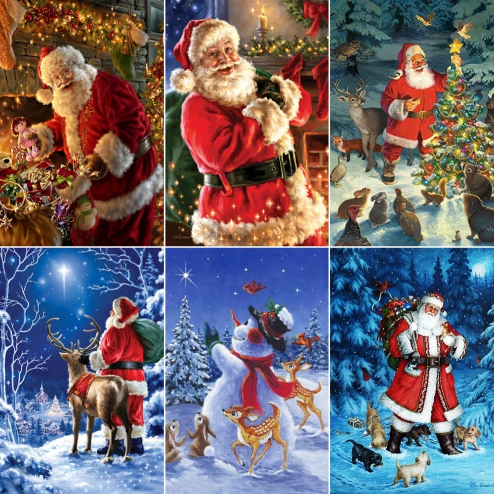 5D-Christmas-Diamond-Painting-Santa-Claus-Distributing-Gift-Series-Full ...