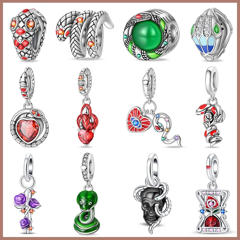New 925 Sterling Silver Fashion Small Green Snake Rose Spirit Snake ...