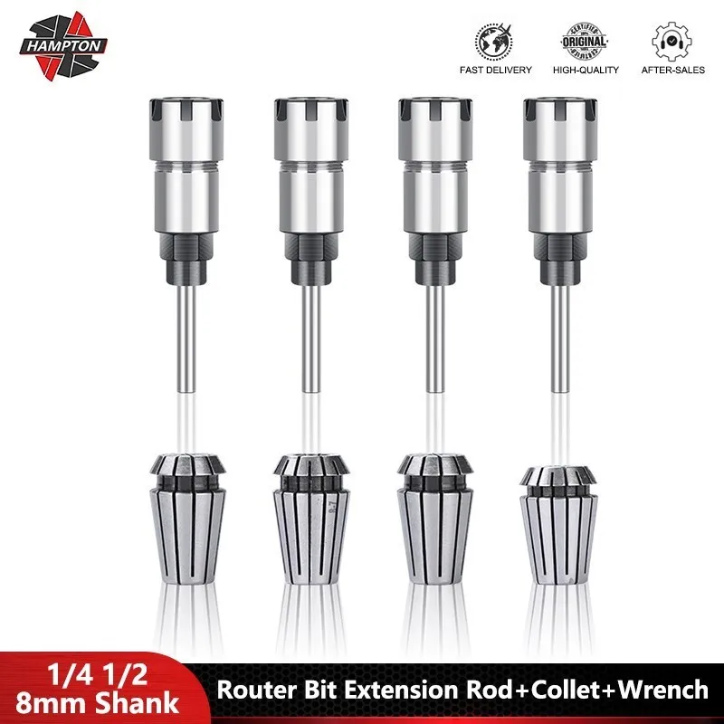 Type Nut ER Router Bit Extension Rod Collet Wrench 1/4 1/2 8mm Shank ...