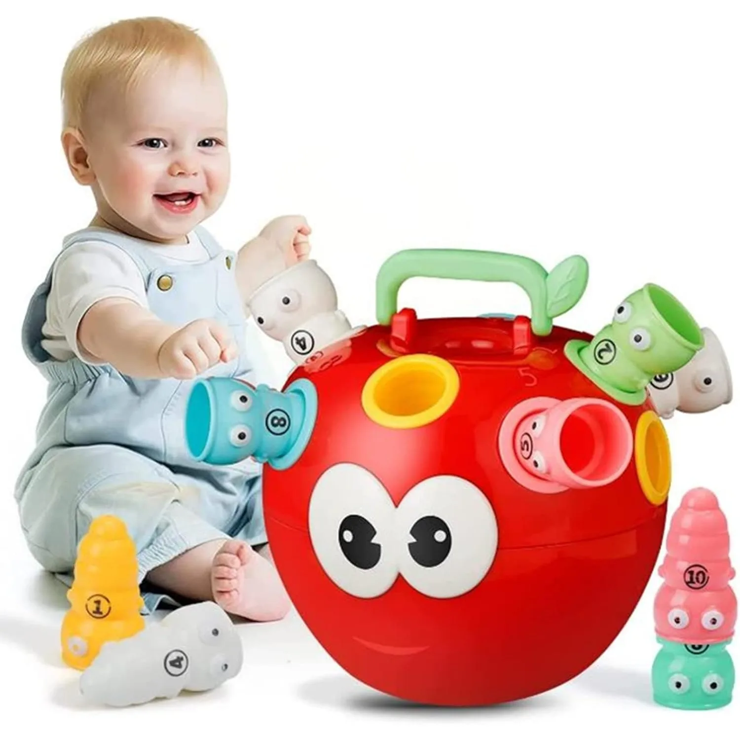 Apple Sorting Toy with Storage Stacking Toy Matching Number Toys with ...