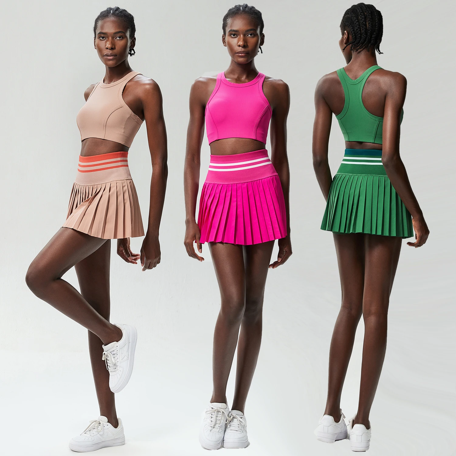 Women Tennis Set 2PCS Sexy Bra High Waist Sports Golf Skirts Gym ...