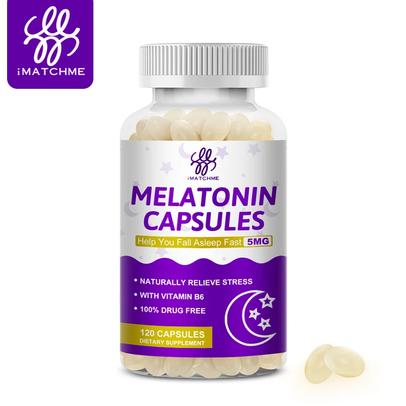 5 Mg Melatonin Capsules For Aiding Fall Asleep Fast Helping Calming ...